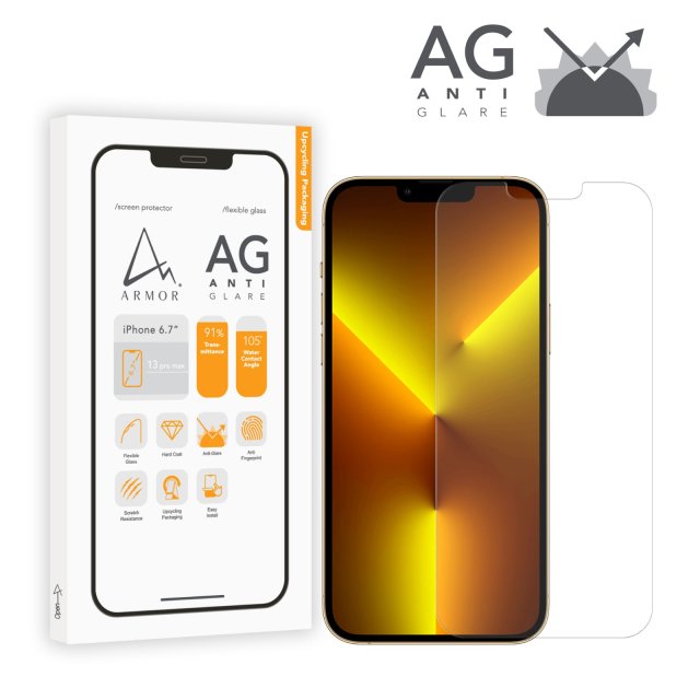 Flexible Glass Screen Protector for iPhone 13 Pro Max, Anti-Glare with ...