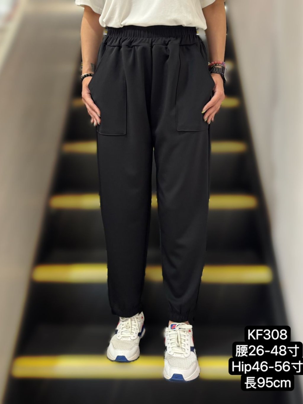 KF308 全橡筋腰超舒服高低腳棉褲 $159 杏、啡、藍、黑 - ACE SHOP LIMITED