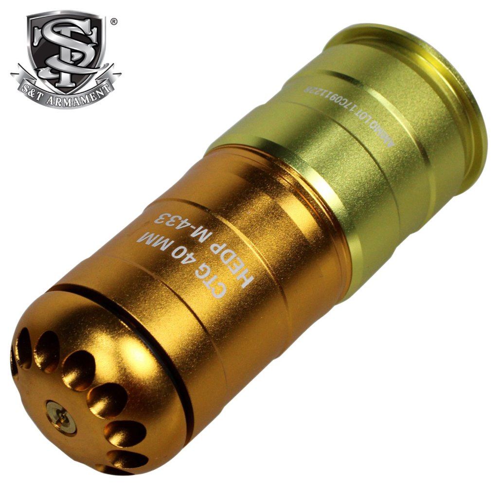 S&T HEDP M433 TYPE CTG 40mm Gas Grenade (120 rds) Gold - Gun Mall Hong Kong