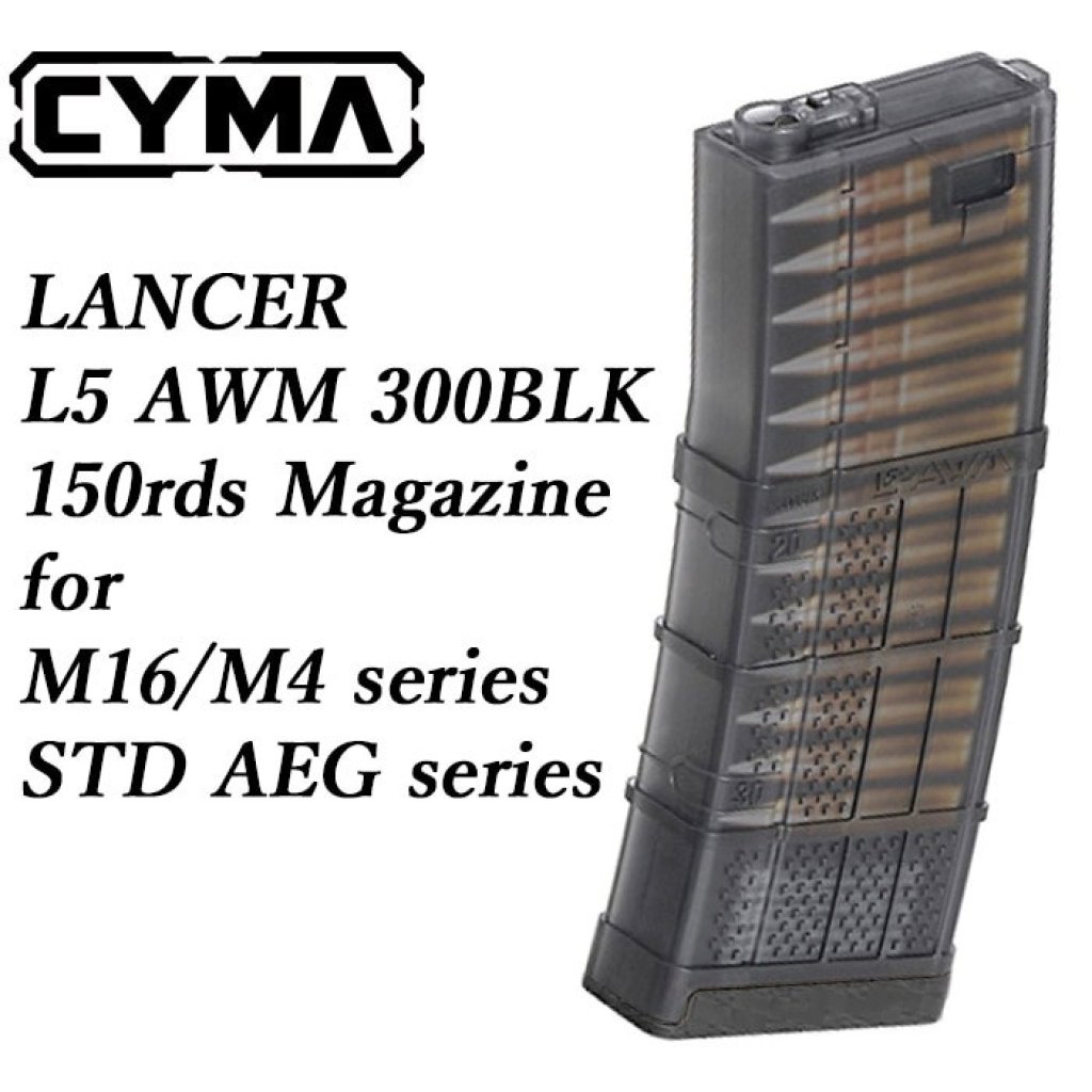 CYMA/EMG LANCER L5 AWM 300BLK M4 AEG 150 rounds magazine BK - Gun Mall ...